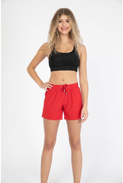 C&city Kadın Likralı Deniz Şort C1813 Kırmızı C&city Kadın Likralı Deniz Şort C1813 Kırmızı