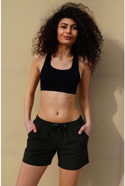 C&city Kadın Likralı Deniz Şort C1813 Haki C&city Kadın Likralı Deniz Şort C1813 Haki