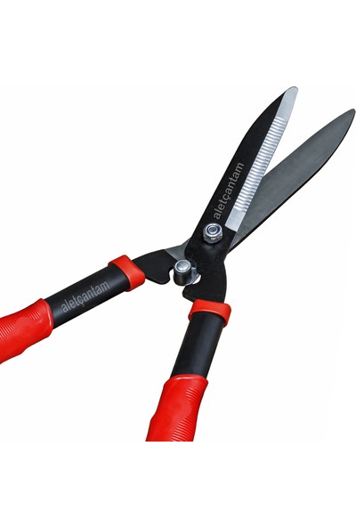 Aletçantam Çim Biçme Makası Metal Saplı Çimen Makası (Tırtırlı Ağız)