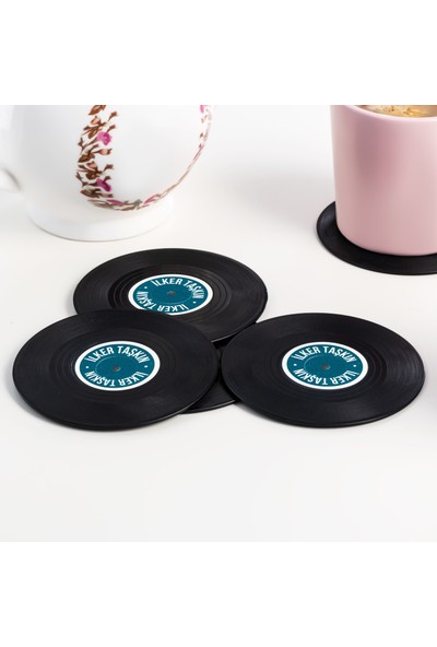 Hediye Sepeti Isme Özel Klasik Plak 6 Adet Bardak Altlığı