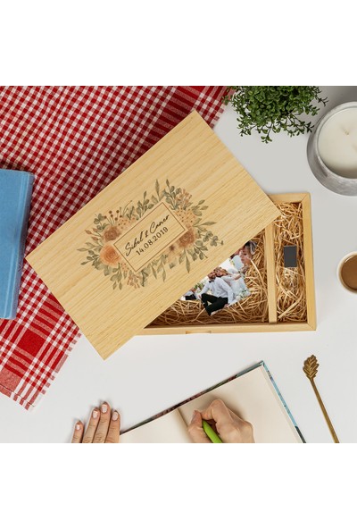 Hediye Sepeti Düğün Fotoğrafları Saklama Kutusu - USB Bellek Hediyeli Ahşap Kutuda Fotoğraf Albümü Hediye Sepeti Düğün Fotoğrafları Saklama Kutusu - USB Bellek Hediyeli Ahşap Kutuda Fotoğraf Albümü