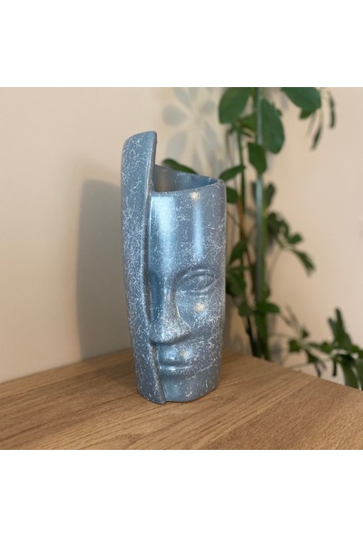 Tasarloxi Yarım Yüz Soyut Vazo Saksı