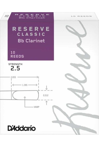 Rıco DCT1025 Kamış Sib Klarnet Reserve Classic No:2,5 Rıco DCT1025 Kamış Sib Klarnet Reserve Classic No:2,5
