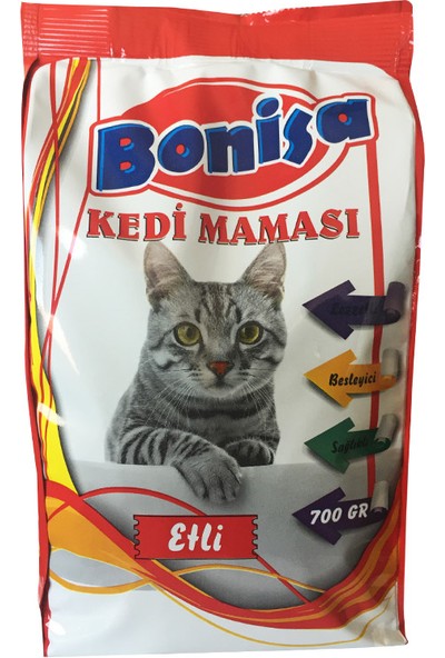Petshopcubey Kedi ve Köpek Mamaları Bonisa Etli Kedi Maması 700 gr Petshopcubey Kedi ve Köpek Mamaları Bonisa Etli Kedi Maması 700 gr