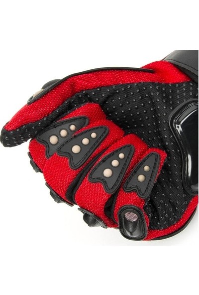 Motobros Unisex Siyah Korumalı Motosiklet Eldiveni Kırmızı