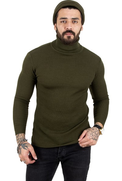 Deepsea Tam Balıkçı Yaka Çizgili Örme Kazak 2100016