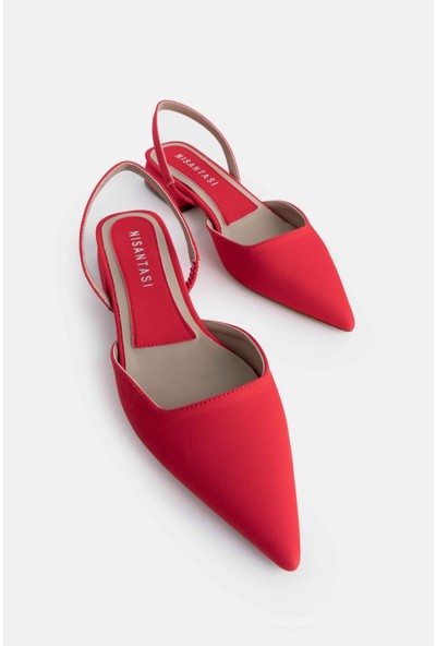Nişantaşı Shoes Cristal Kırmızı Mat Saten Bilek Lastik Detay Kadın Babet Nişantaşı Shoes Cristal Kırmızı Mat Saten Bilek Lastik Detay Kadın Babet