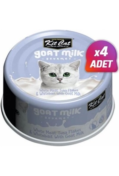 4 Adet - Kit Cat Keçi Sütlü Ton Balık ve Ringa Balıklı Tahılsız Yetişkin Kedi Konservesi 70 gr