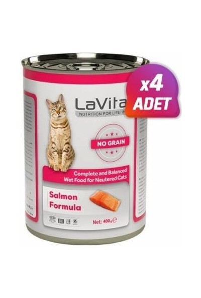 4 Adet - Lavital Sterilised Tahılsız Somonlu Kısır Kedi Konservesi 400 gr 4 Adet - Lavital Sterilised Tahılsız Somonlu Kısır Kedi Konservesi 400 gr