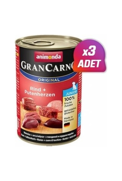 3 Adet - Animonda Biftek ve Hindili Yavru Köpek Konservesi 400 gr