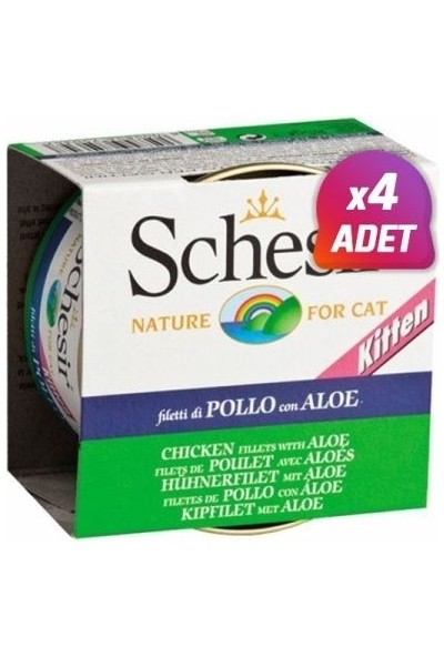 Schesir Kitten Tavuk ve Aloeveralı Yavru Kedi Konservesi 85 gr 4 Adet Schesir Kitten Tavuk ve Aloeveralı Yavru Kedi Konservesi 85 gr 4 Adet