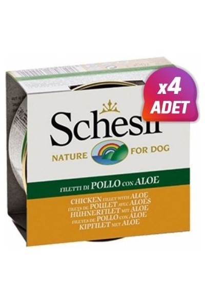 Schesir Aloevera ve Tavuklu Jöleli Köpek Konservesi 150 gr 4 Adet