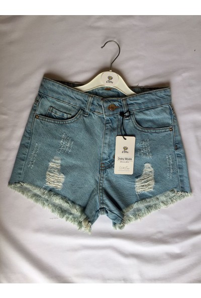 DaisyModa Yüksek Bel Likrasız Kot Şort DaisyModa Yüksek Bel Likrasız Kot Şort