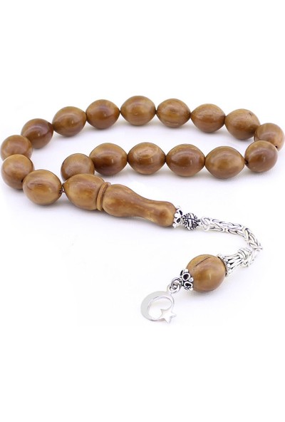 Nipora 925 Ayar Gümüş Ayyıldız Püsküllü Arpa Kesim Kuka Efe Tesbihi