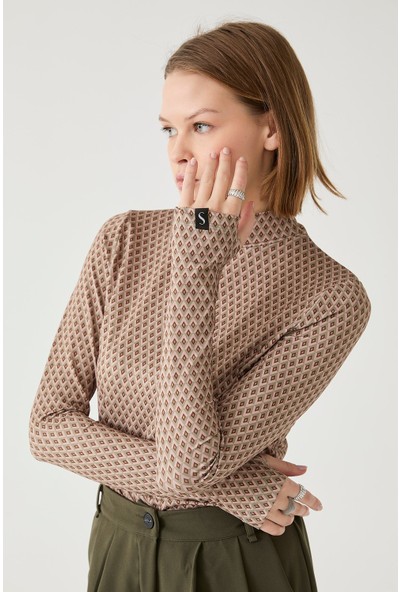 Suud Collection Haki Baklava Desenli Body