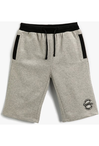 Koton Erkek Çocuk Slogan Baskılı Şort Pamuklu Beli Bağcıklı