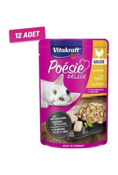 12 Adet - Vitakraft Poesie Delice Tavuklu Pouch Yetişkin Kedi Konservesi 85 gr 12 Adet - Vitakraft Poesie Delice Tavuklu Pouch Yetişkin Kedi Konservesi 85 gr
