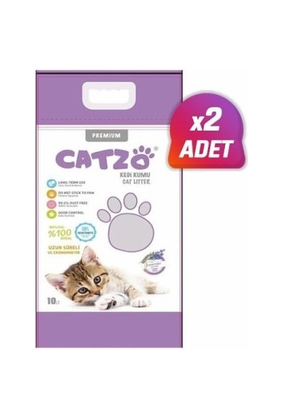 2 Adet - Catzo Bentonit Lavanta Kokulu Topaklanan Kedi Kumu 10 Lt 2 Adet - Catzo Bentonit Lavanta Kokulu Topaklanan Kedi Kumu 10 Lt