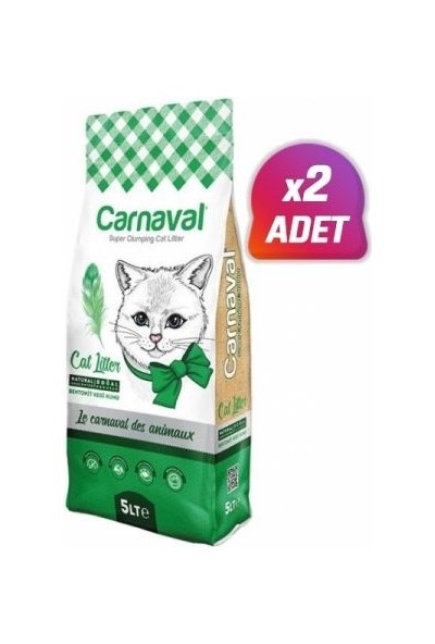 2 Adet - Carnaval Kokusuz Topaklanan Bentonit Kedi Kumu Ince 5 Lt 2 Adet - Carnaval Kokusuz Topaklanan Bentonit Kedi Kumu Ince 5 Lt