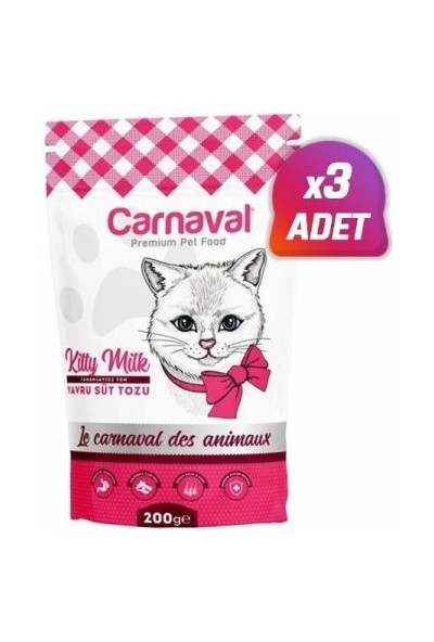Carnaval Premium Yavru Kediler Için Süt Tozu 200 gr 3 Adet Carnaval Premium Yavru Kediler Için Süt Tozu 200 gr 3 Adet