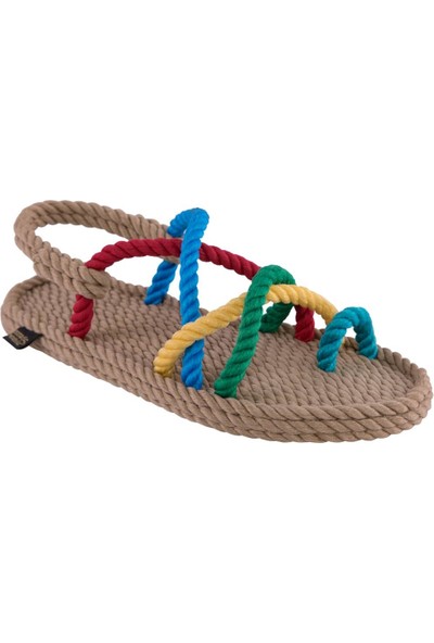 Nomadic Republic Ibiza 1277 Bej Gökkuşağı Kadın Halat&ip Sandalet