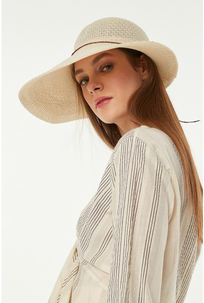 C&city Merserize Hasır Plaj Şapkası T87400-21 Bej