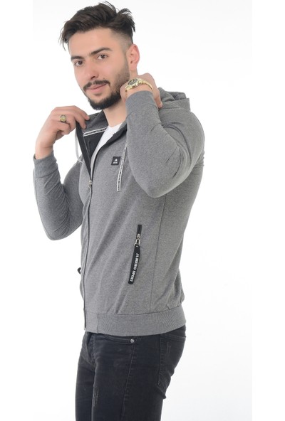 Mero Sportwear Erkek Gri Kapüşonlu Fermuarlı Sweatshirt Eşofman Üst Mero Sportwear Erkek Gri Kapüşonlu Fermuarlı Sweatshirt Eşofman Üst
