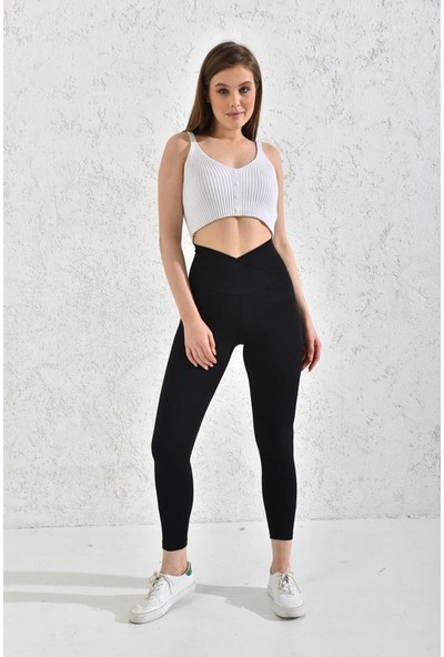 Swan Moda Swan Önü Çapraz Toparlayıcı Fitilli Tayt