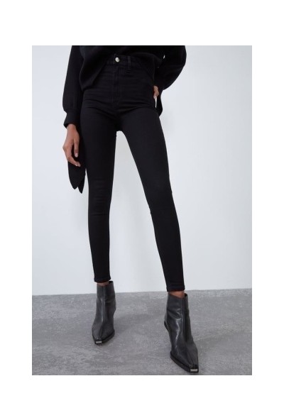Liora Siyah Yüksek Bel Solmayan Skinny Jeans