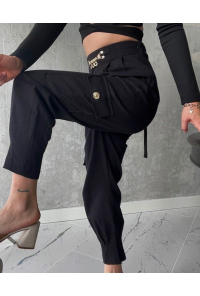 Liora Siyah Dar Paça Kargo Pantolon Liora Siyah Dar Paça Kargo Pantolon