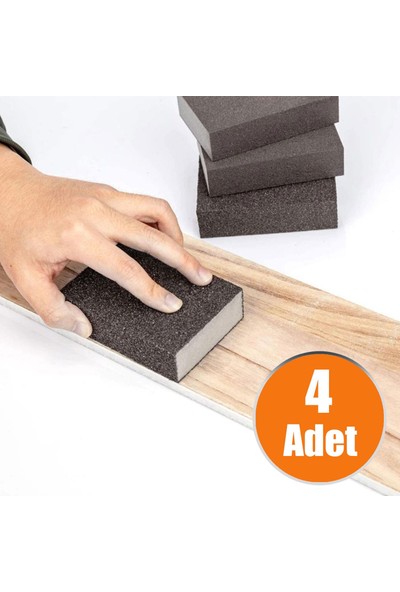 Badem10 Takoz Sünger Zımpara Kübik El Zımparası Islak Kuru 4 Adet