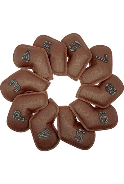 Homyl 10 Parça Golf Demir Başkak Seti 3,4,5,6,7,8,9, A, S, P Kulüp Nakış Numarası Kahverengi Homyl 10 Parça Golf Demir Başkak Seti 3,4,5,6,7,8,9, A, S, P Kulüp Nakış Numarası Kahverengi