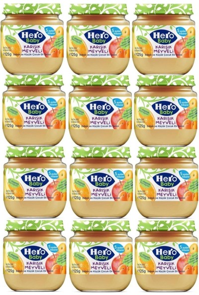Hero Baby 125 gr Karışık Meyveli Kavanoz Mama 12 Adet
