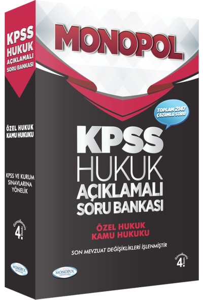 Monopol Yayınları KPSS 2020 Hukuk Açıklamalı Soru Bankası 4.baskı (Iadesizdir)