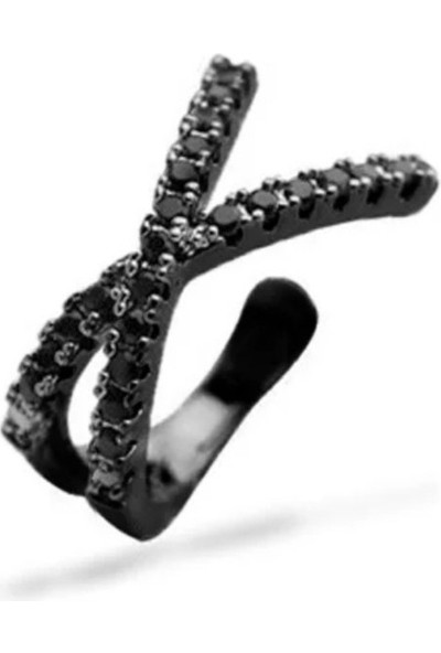 Bylin Zirkon Taşlı Siyah x Earcuff Bylin Zirkon Taşlı Siyah x Earcuff