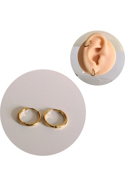 Bylin Paslanmaz Çelik Gold Minik Halka Küpe - 9 mm - 1 Çift Bylin Paslanmaz Çelik Gold Minik Halka Küpe - 9 mm - 1 Çift