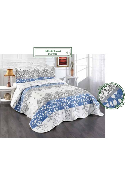 Belenay Yatak Örtüsü Kapitoneli Tek Kişilik Farah Mavi V1