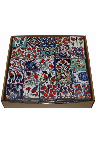 Otantik Çini Seramik Magnet Karma Geleneksel 5x5 cm Dir. 200 Ad Dir.