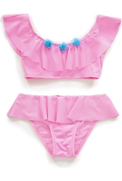 Endeep Kız Çocuk Volanlı Aksesuarlı Açık Pembe Bikini Takımı Endeep Kız Çocuk Volanlı Aksesuarlı Açık Pembe Bikini Takımı