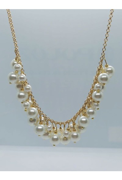 Angel Design Cam Inci Gold Zincir Kolye ve Küpe Seti Angel Design Cam Inci Gold Zincir Kolye ve Küpe Seti
