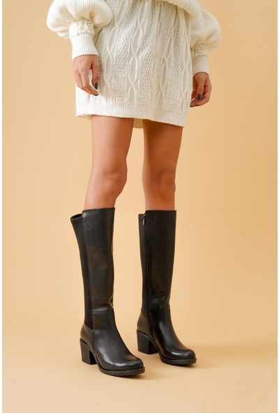 Bayan Siyah Tiny Fermuarlı Cilt Çizme Bayan Siyah Tiny Fermuarlı Cilt Çizme