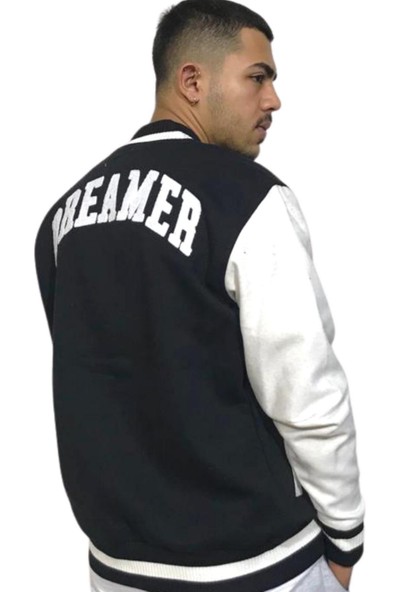 Rocqerx Siyah Unisex Regular Sırt Baskılı Göğüs Nakış Yazı Detaylı Kol Yamalı Kolej Ceket Dreamer Rocqerx Siyah Unisex Regular Sırt Baskılı Göğüs Nakış Yazı Detaylı Kol Yamalı Kolej Ceket Dreamer