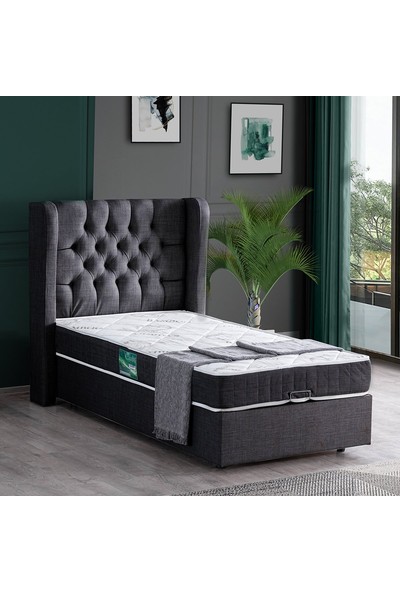 Setay Riga Tek Kişilik Baza Başlık Comfort Yatak, Antrasit Setay Riga Tek Kişilik Baza Başlık Comfort Yatak, Antrasit