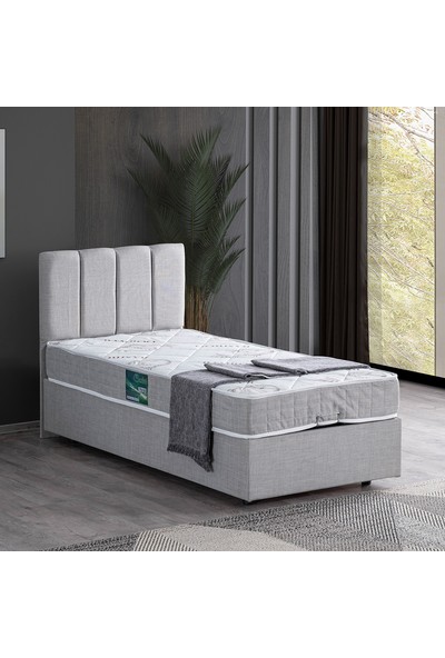 Setay Defne Tek Kişilik Baza Başlık Comfort Yatak, Açık Gri