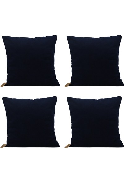 Art Hage Lacivert Renk Yumuşak Hisli 4'Lü Set Kırlent Kılıfı