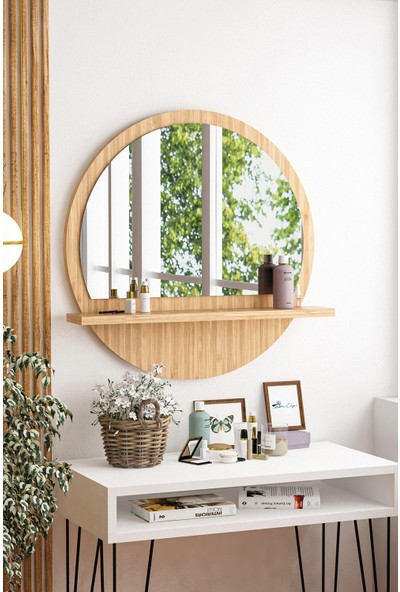 L'occi Concept Shall Yuvarlak Ayna Makyaj Aynası 60CM Ofis Duvar Dekoratif Bambu Ayna L'occi Concept Shall Yuvarlak Ayna Makyaj Aynası 60CM Ofis Duvar Dekoratif Bambu Ayna
