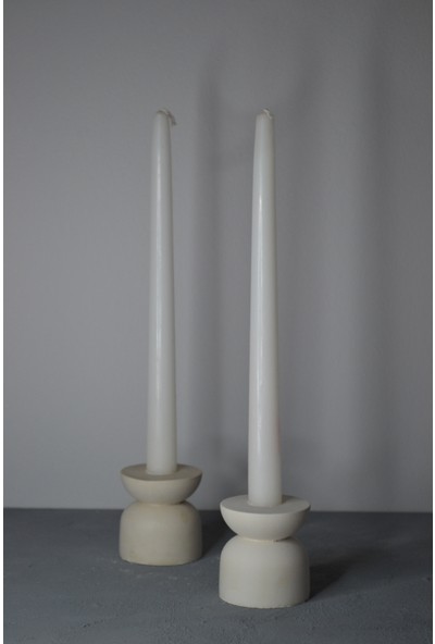 KatreCraft Bella Ikili Şamdan Seti Beyaz