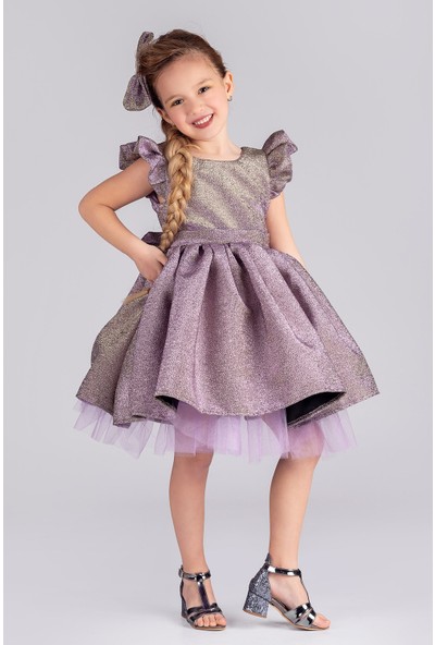 Minik Dolap Parlak Kumaş Kız Çocuk Abiye Elbise