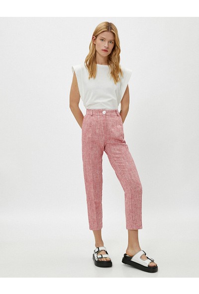 Koton 1YAK42106UW Koton Kadın Kanvas Pantolon Kırmızı De