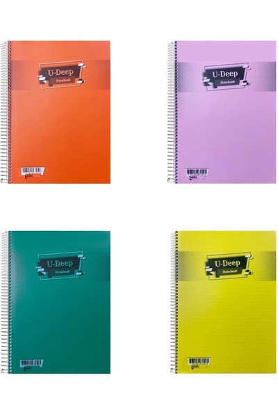 Umut U-Deep A4 Spiralli Defter Pp. Kapak 120 Yp. Çizgili 4'lü